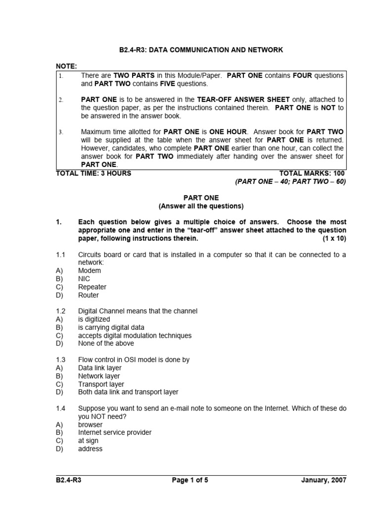 (WWW - Entrance-Exam - Net) - DOEACC, B Level Course, Data Communication & Computer Networks ...