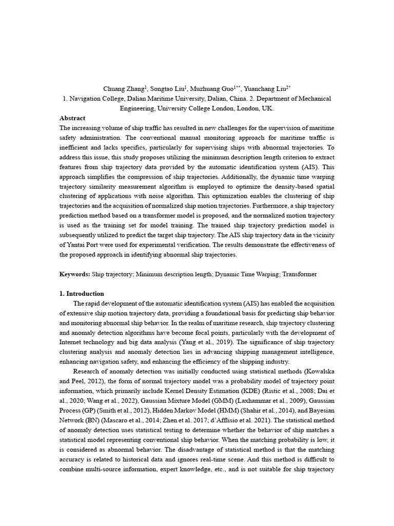 A Novel Ship Trajectory Clustering Analysis And Anomaly Detection Method Based On Ais Data Pdf