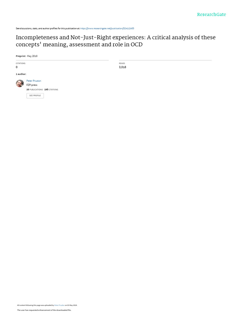Incompleteness and Not-Just-Right Experiences A Critical Analysis of ...