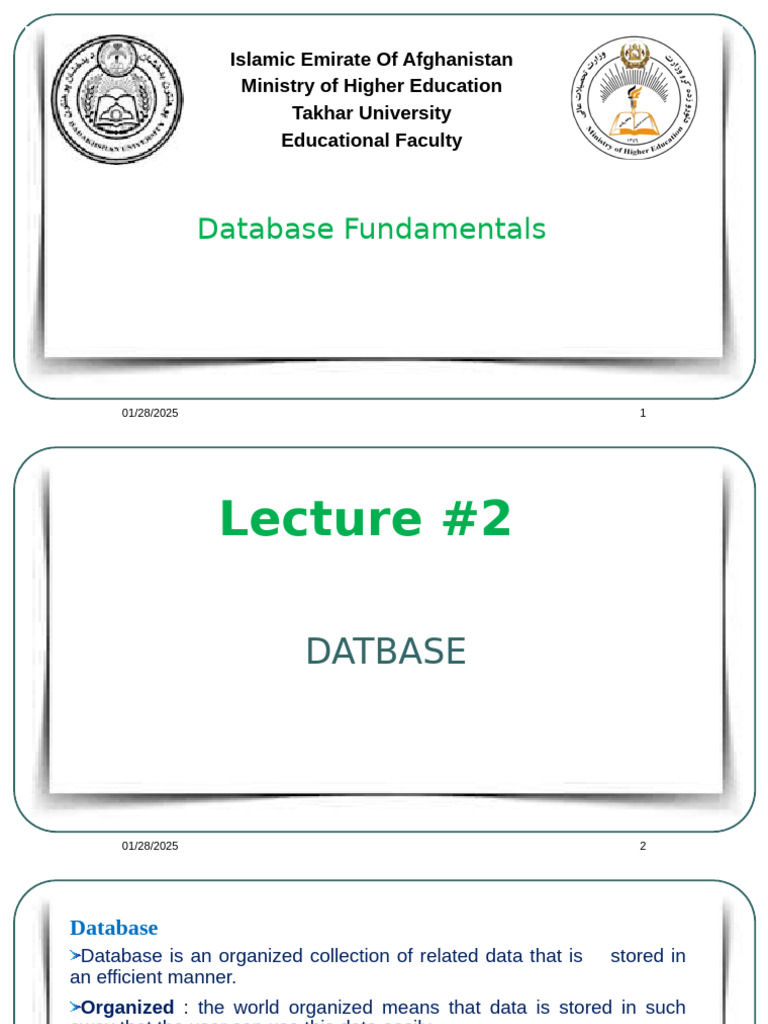 DB Fundamentals Lecture # | PDF | Databases | Backup
