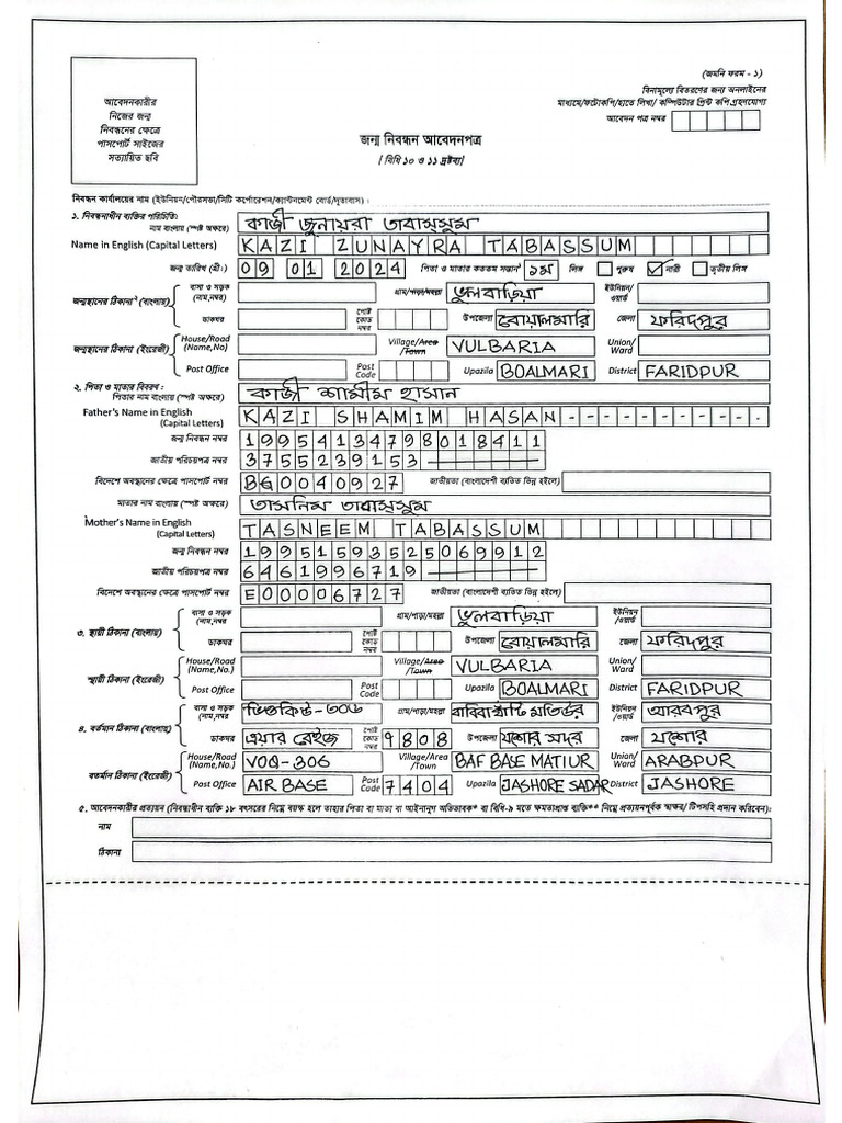 Birth certificate Registration Application | PDF