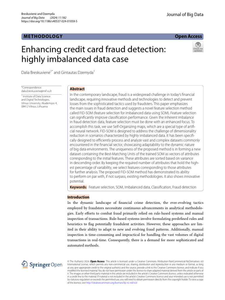 2024 - Enhancing Credit Card Fraud Detection Highly Imbalanced Data Case-1 | PDF | Sensitivity ...