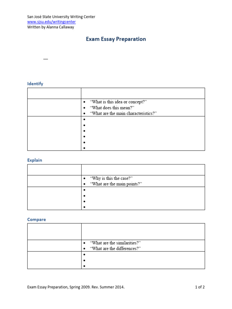 Exam Essay Preparation | PDF | Essays | Question