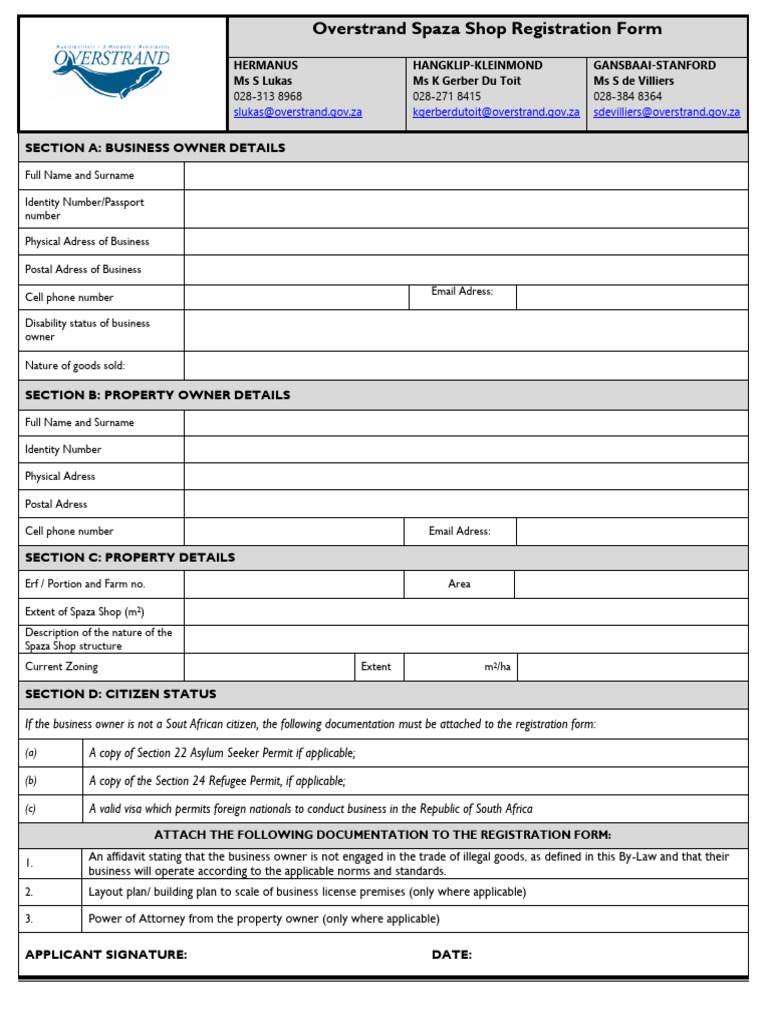 Spaza Shop Registration Form | PDF | Immigration Law | Cultural ...