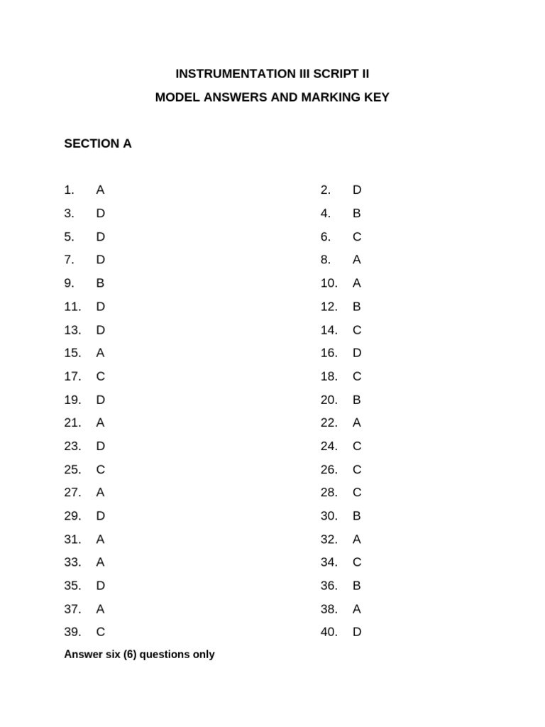 Instrumentation III Script II 2021 Model Answers and Marking Key | PDF ...
