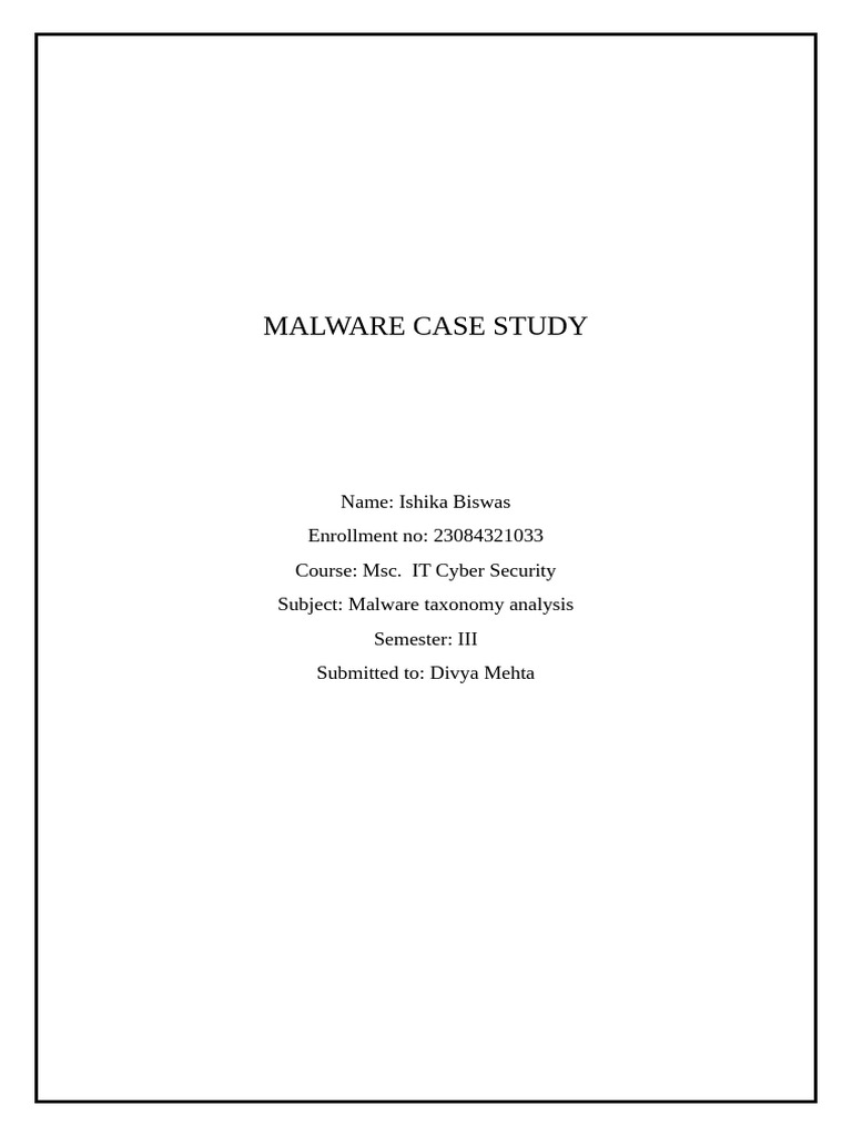 MALWARE CASE STUDY | PDF | Malware | Security