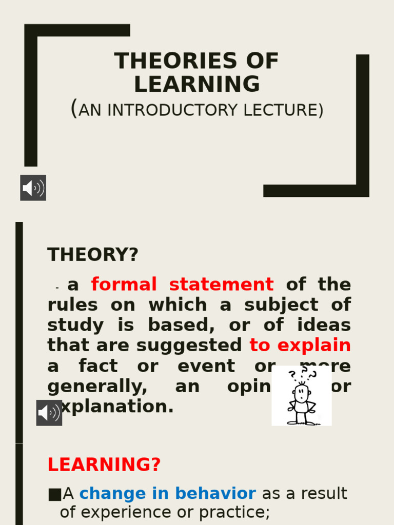 Theories-of-Learning-Intro-Lecture-1 2 | PDF Theories-of-Learning-Intro-Lecture-1 2 | PDF