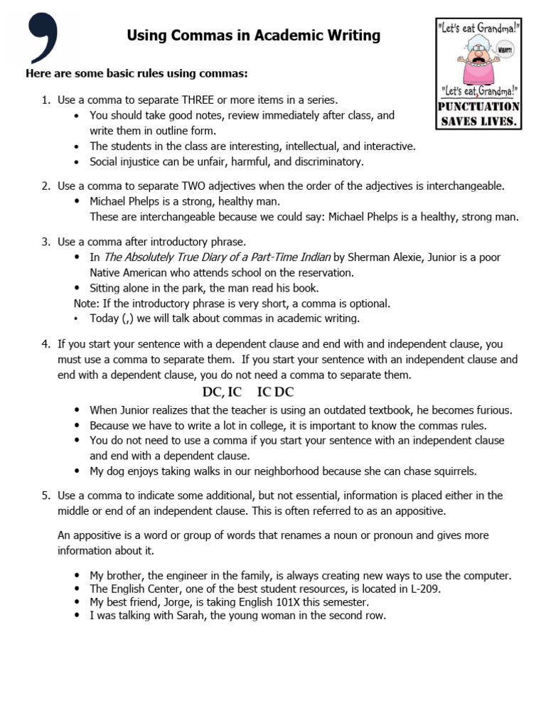 Commas and Semicolons | PDF | Comma | Language Mechanics