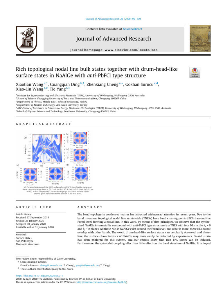 Topological Nodal Line States in NaAlGe | PDF | Electronic Band ...