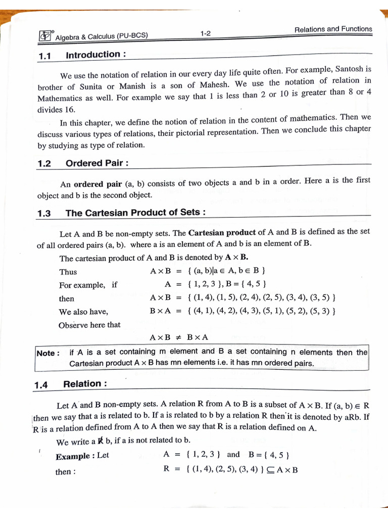 Relation and Functions Notes | PDF