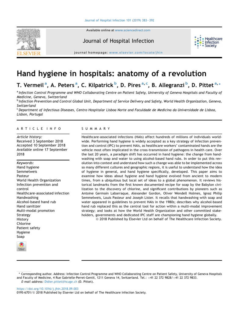 Allegranzi2019 HH | PDF | Hand Washing | Hospital Acquired Infection