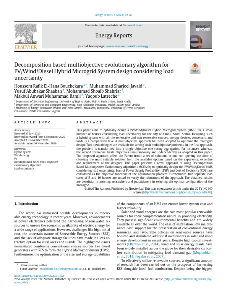 Decomposition Based Multiobjective Evolutionary Algorithm For Pv Pdf 3041