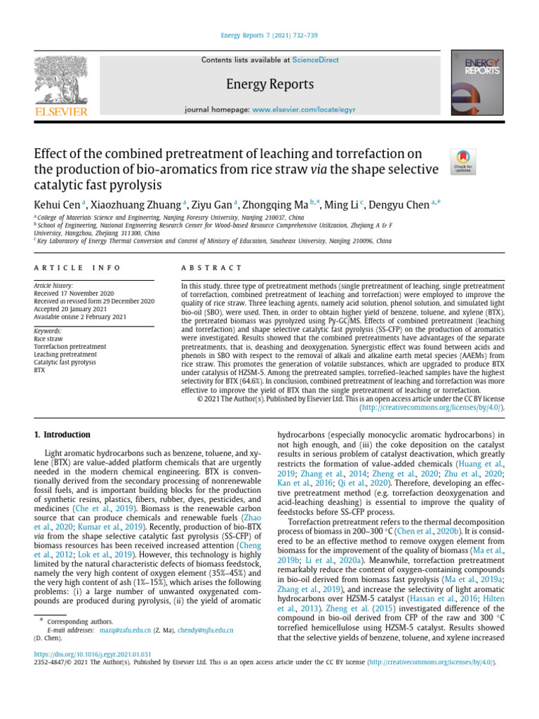 Effect of The Combined Pretreatment of Leaching and Torrefaction | PDF | Pyrolysis | Benzene
