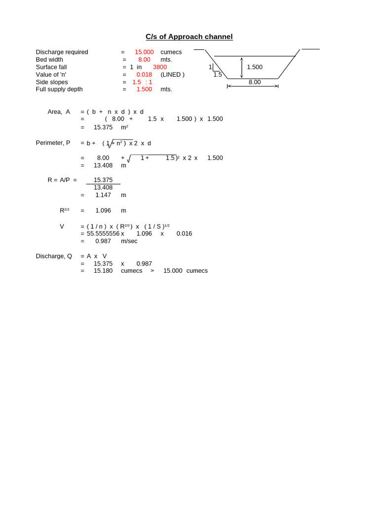 Approach Channel Design Calculations | PDF