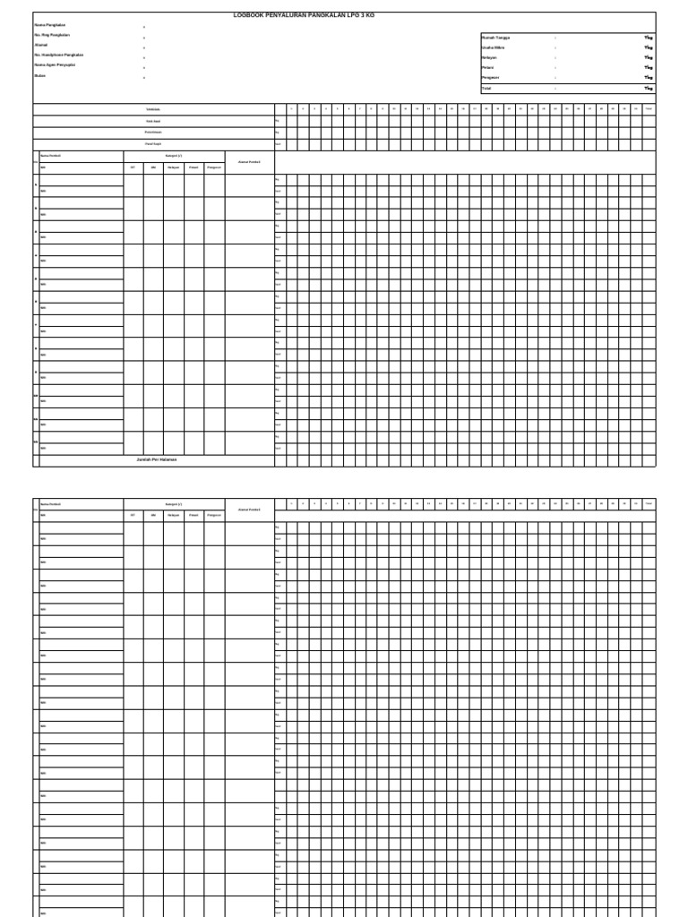 Form Log Book Pangkalan LPG 3 KG Tahun 2024 | PDF