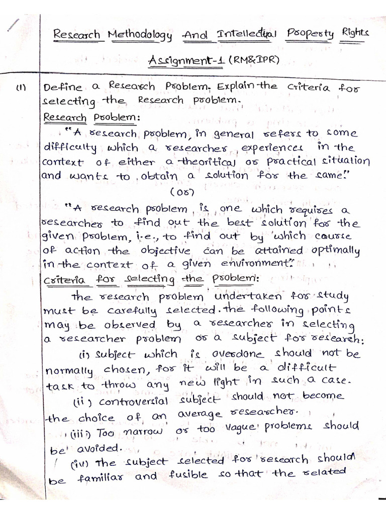 Research Methodology and IPR UNIT 1 | PDF