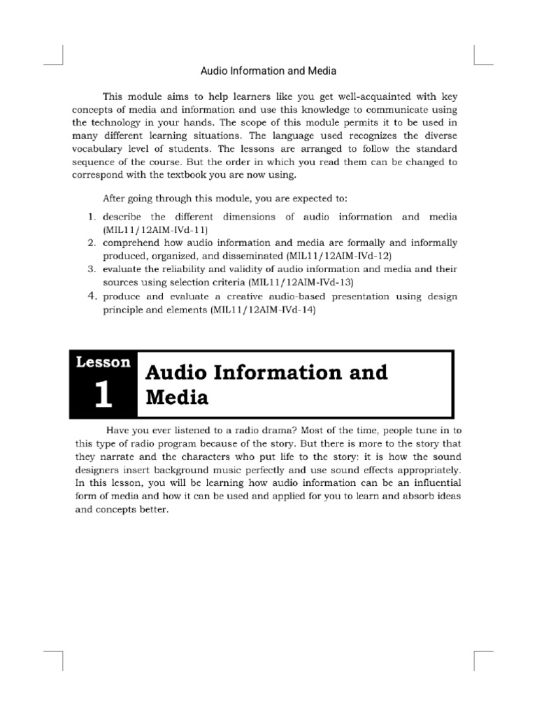 12 Audio Information and MediaACTIVITY DAY3 4 | PDF