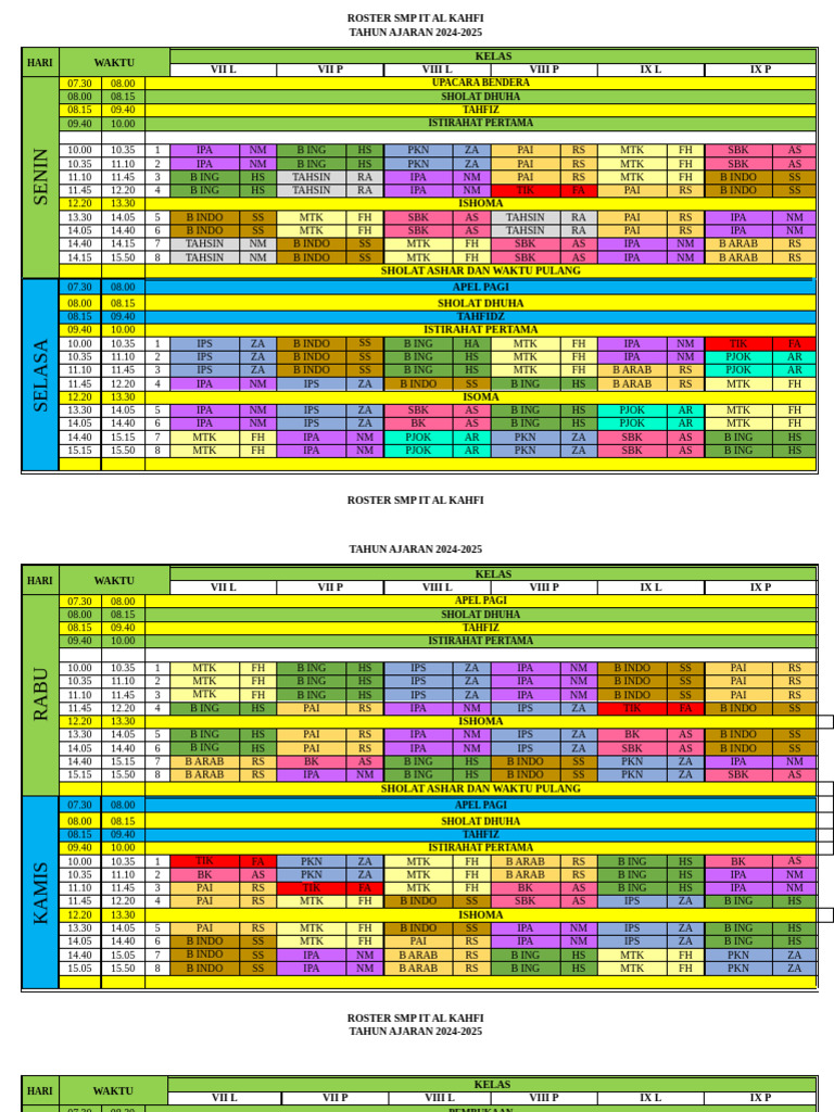 Roster Ta 2024-2025 | PDF