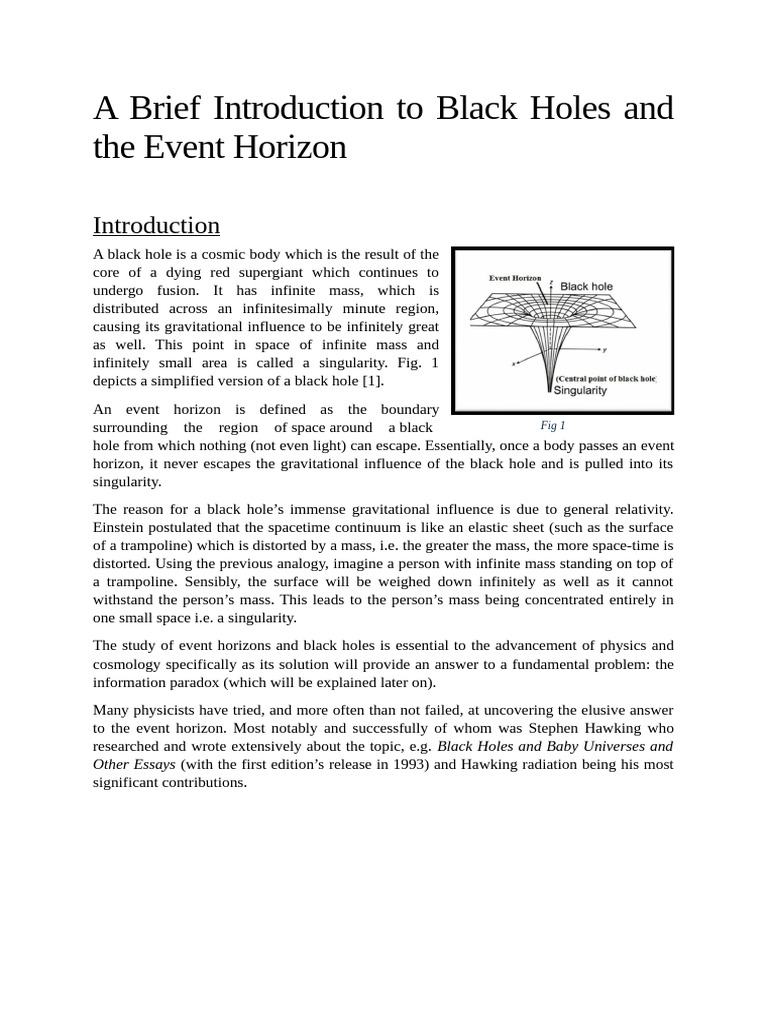 A Brief Introduction To The Event Horizon | PDF | Black Hole | Event ...