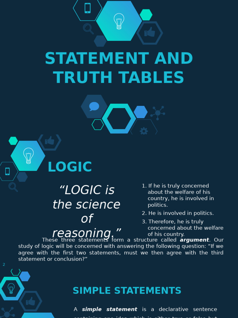 1. Statements and Truth Tables 1 | PDF | If And Only If | Logic