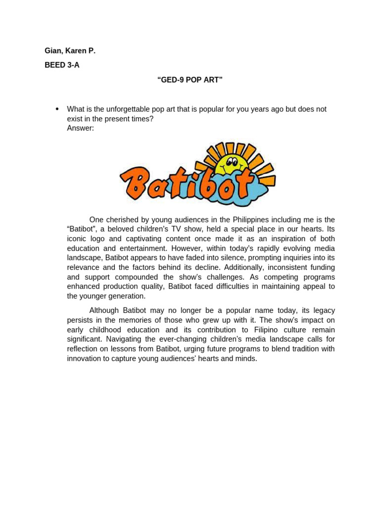 Batibot: A Legacy in Filipino Pop Art | PDF