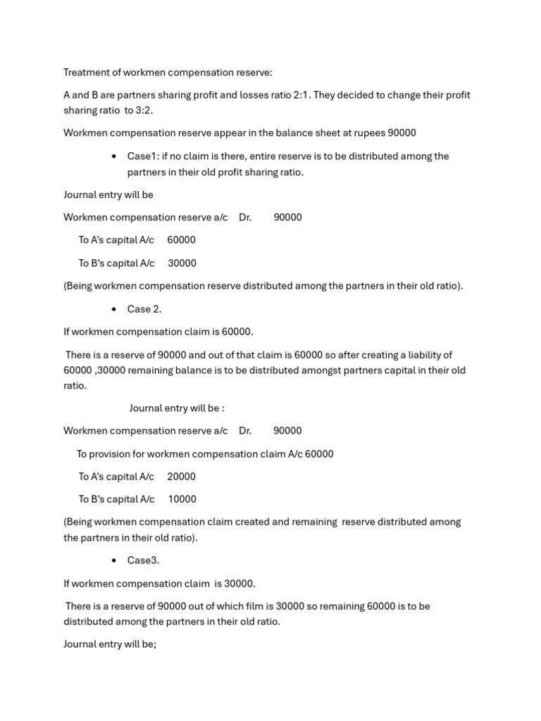 Treatment of Workmen Compensation Reserve | PDF