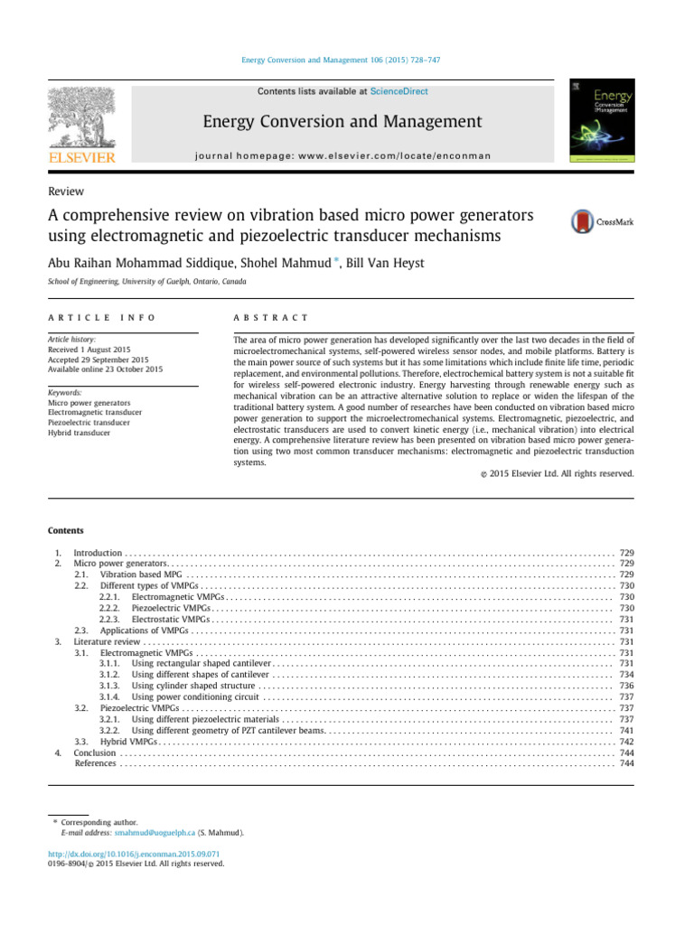 A Comprehensive Review On Vibration Based Micro Power Generators Using ...
