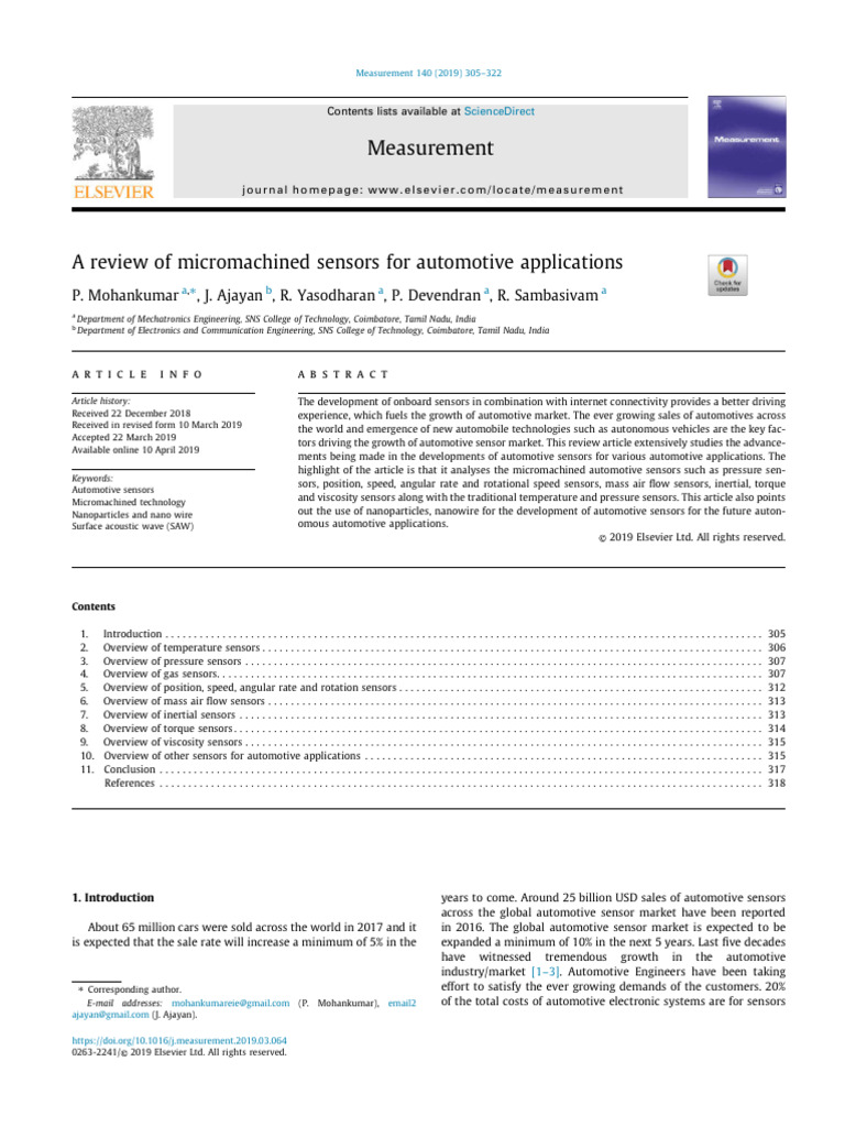 Advances in Automotive Sensor Technology | PDF | Pressure Measurement ...
