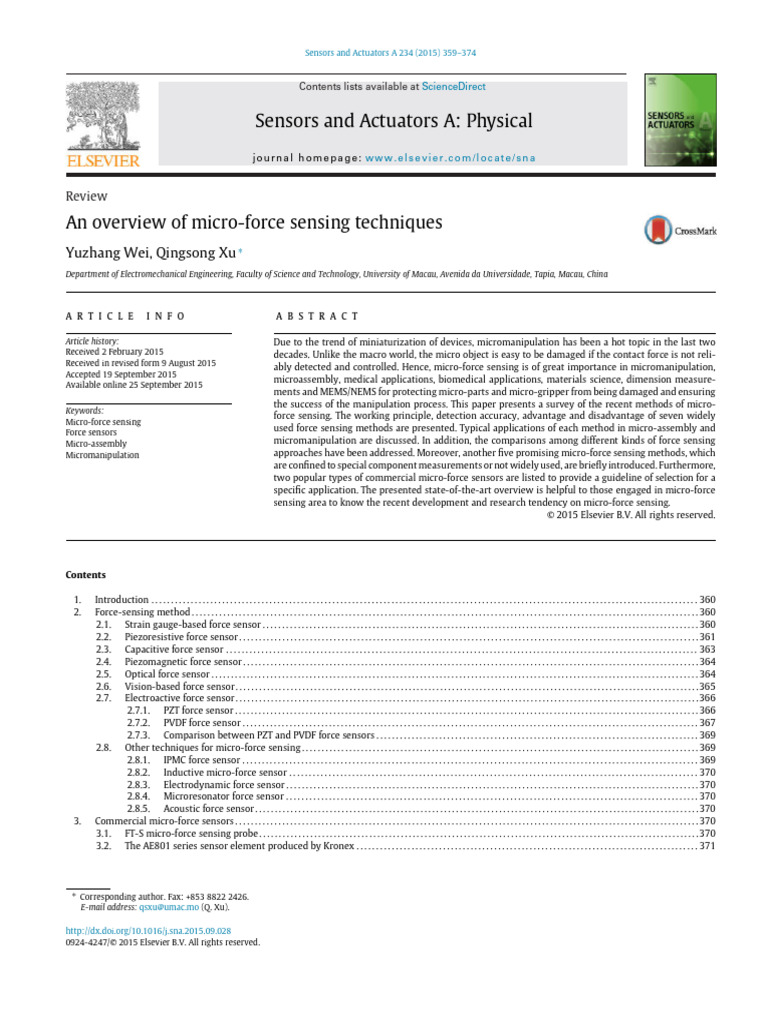An Overview of Micro-Force Sensing Techniques | PDF | Capacitor ...