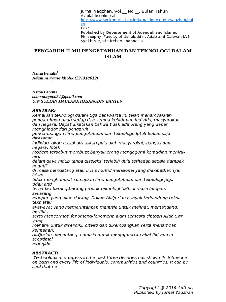 Jurnal Adam Islam Dan Sain | PDF