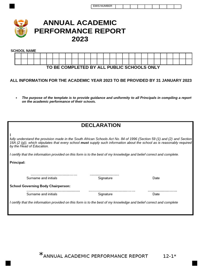 Annual Academic Reporting Template | PDF | Teachers | Learning