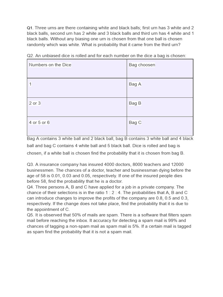 Practical Questions Based On Bayes Theorem | PDF