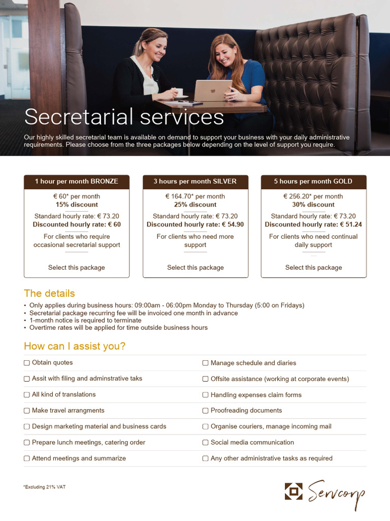 ENGLISH - Secretarial Services Packages 2025 | PDF