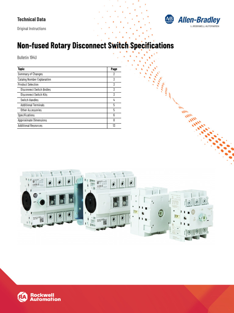 Non-Fused Rotary Disconnect Switch Specs | PDF | Fuse (Electrical) | Switch