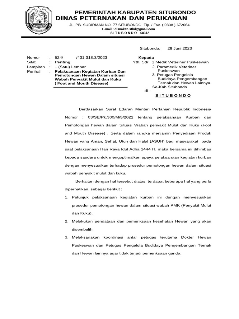 Surat Hari Raya Idul Adha 2023 | PDF