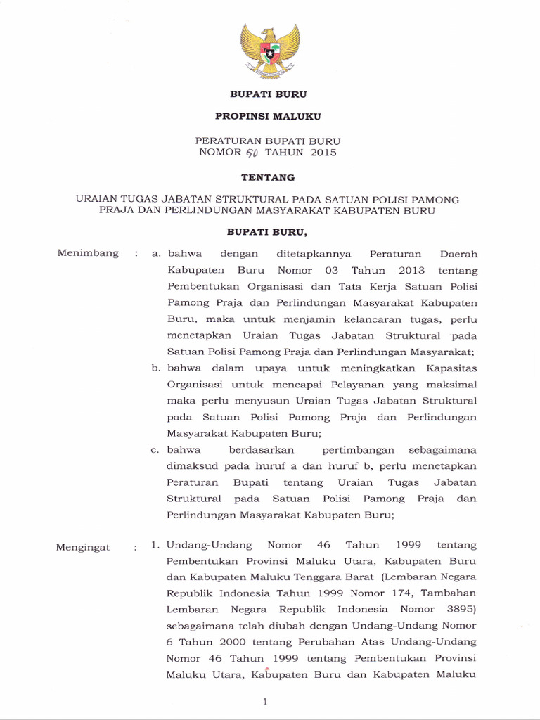 50 Uraian Tugas Satpol PP | PDF