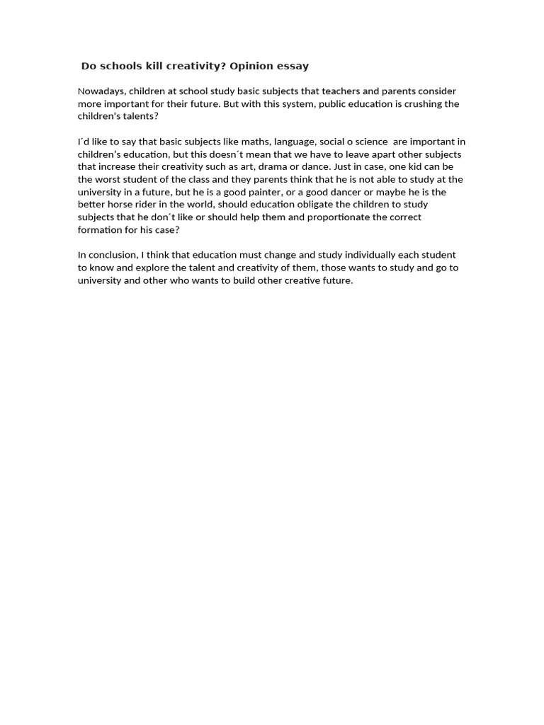 Do Schools Stifle Creativity in Students? | PDF