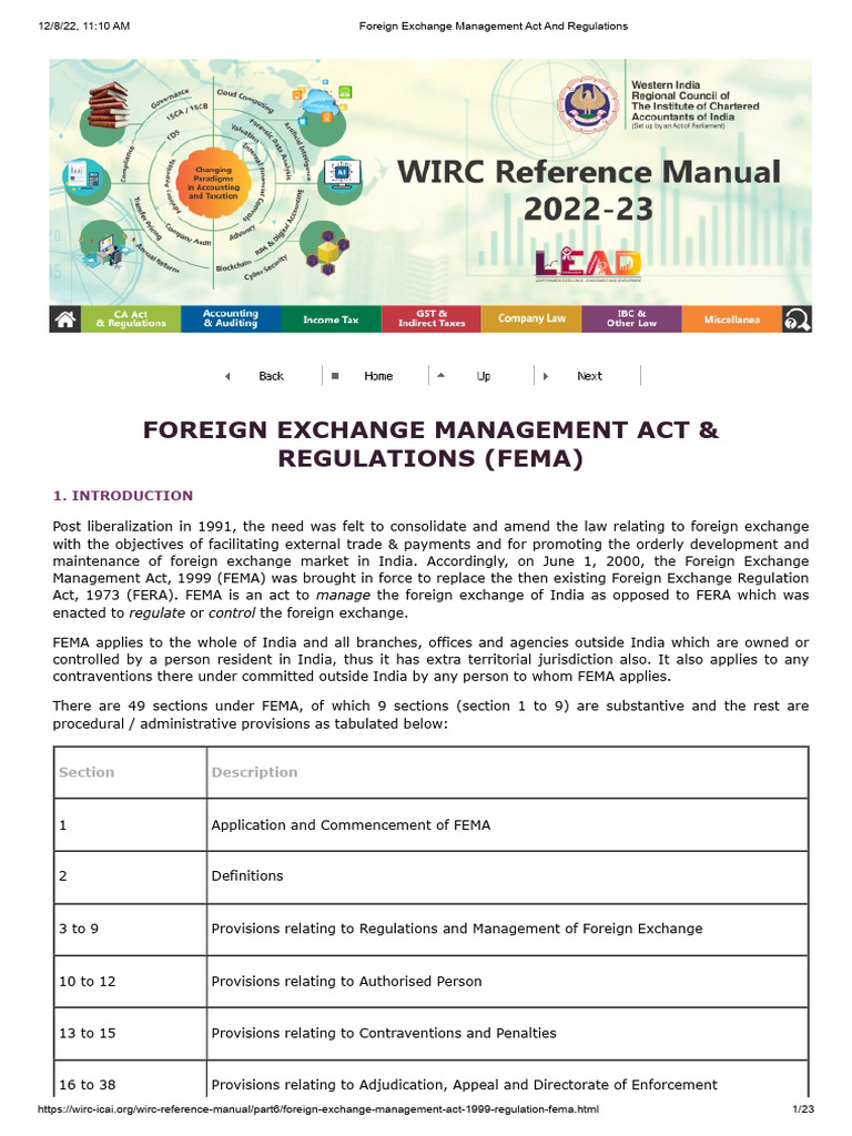 FEMA and Regulations - BY WIRC | PDF | Reserve Bank Of India | Banks