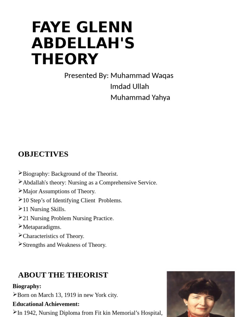 Abdellah's Nursing Theory Overview | PDF | Nursing | Psychology