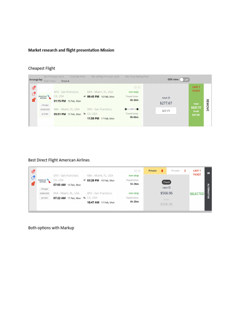 Market Research and Flight Presentation Mission | PDF