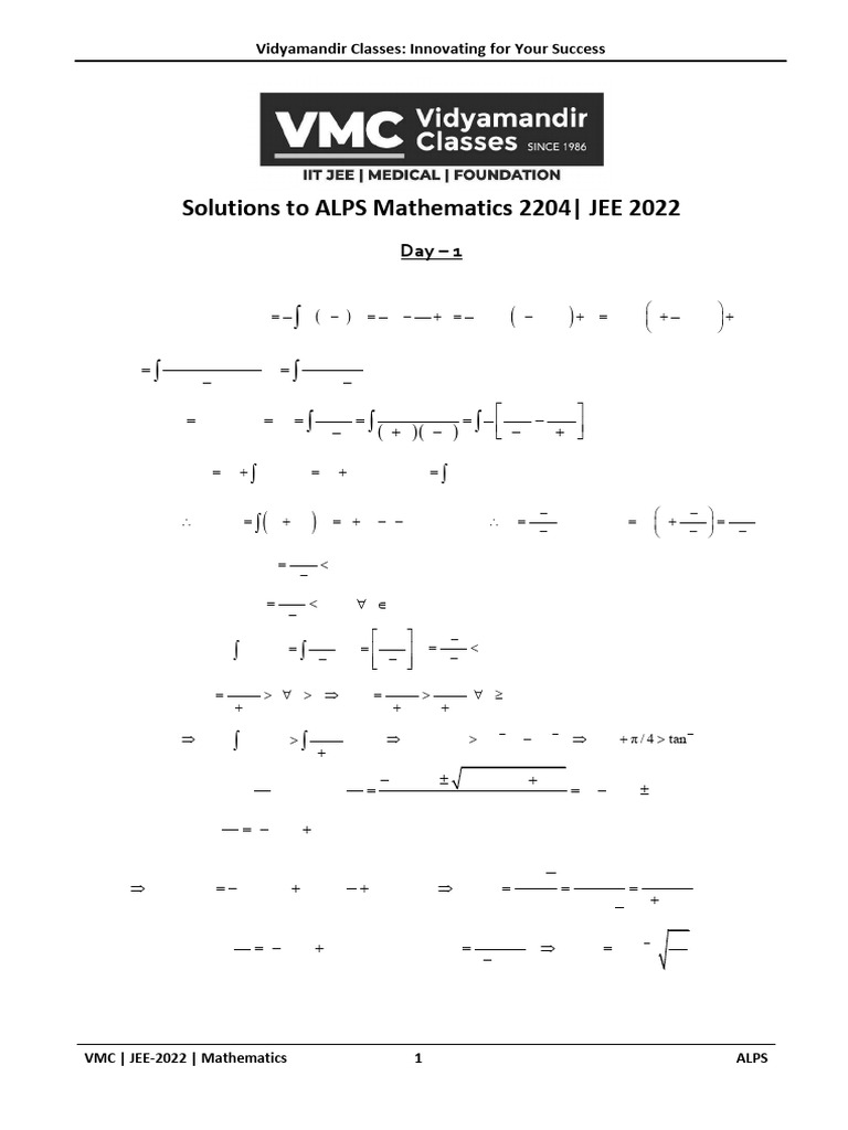 Maths Advanced level Problem Solving (ALPS-4)_Solution | PDF | Calculus | Algebra