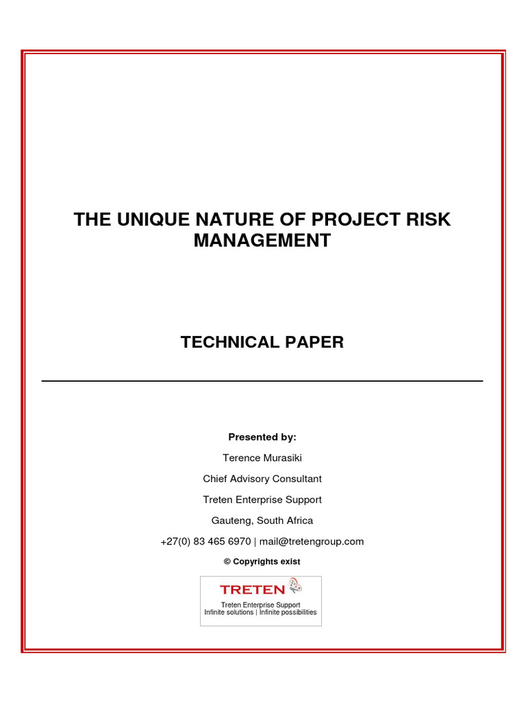 'The Unique Nature of Project Risk Management' - Mr. Terence Murasiki ...