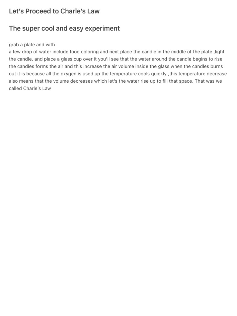 Let's Proceed To Charle's Law | PDF