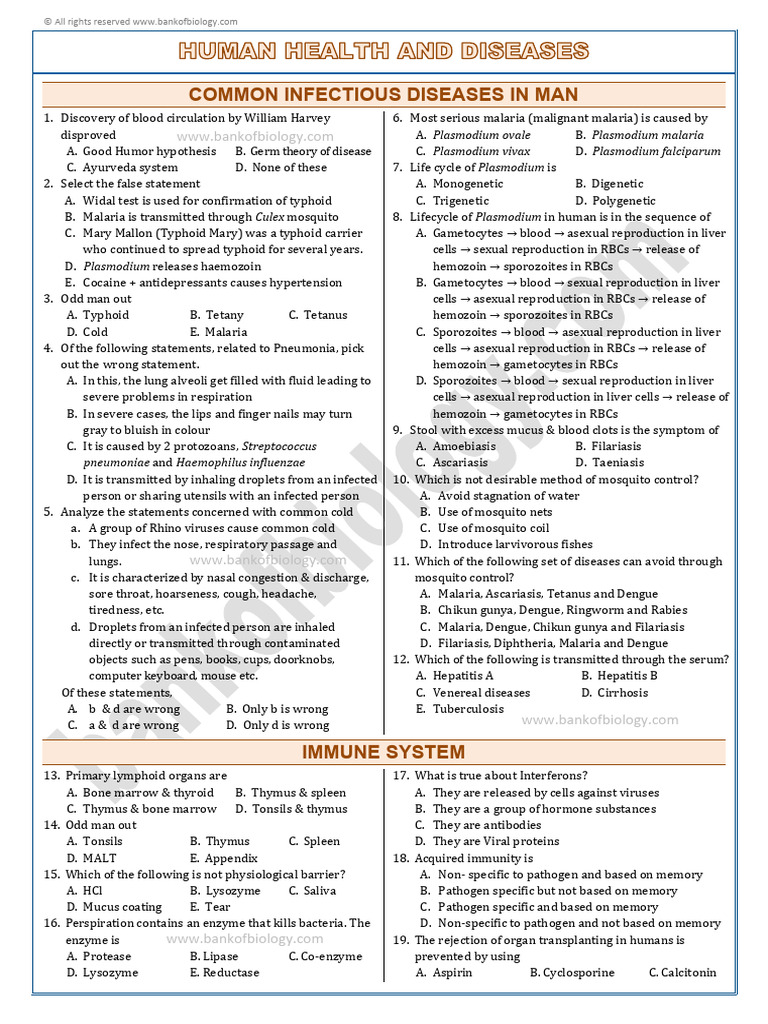 Common Infectious Diseases Overview | PDF | Virus | Immune System