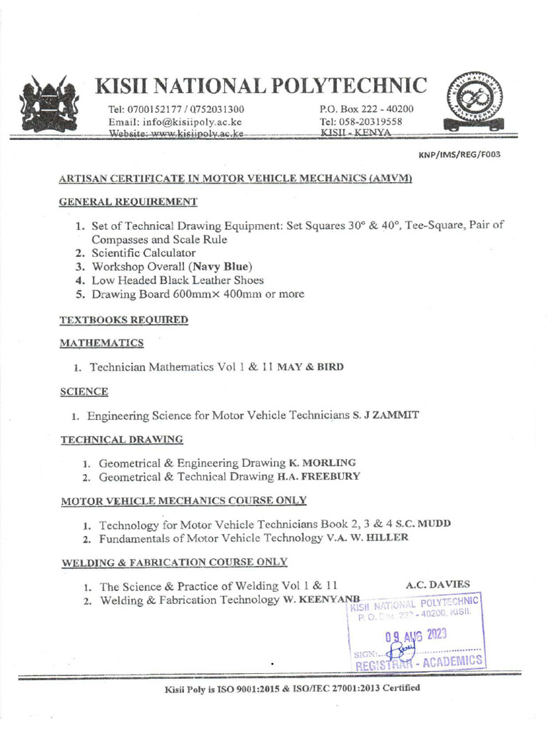 Motor Vehicle Mechanics | PDF