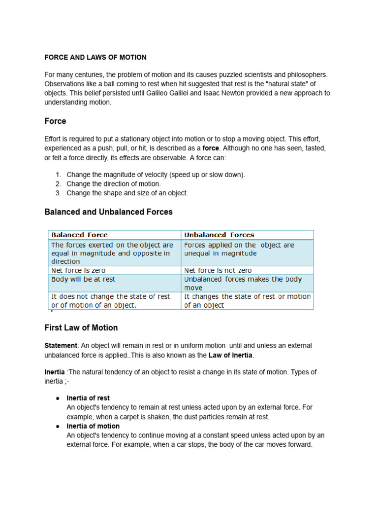 force and laws | PDF | Force | Inertia