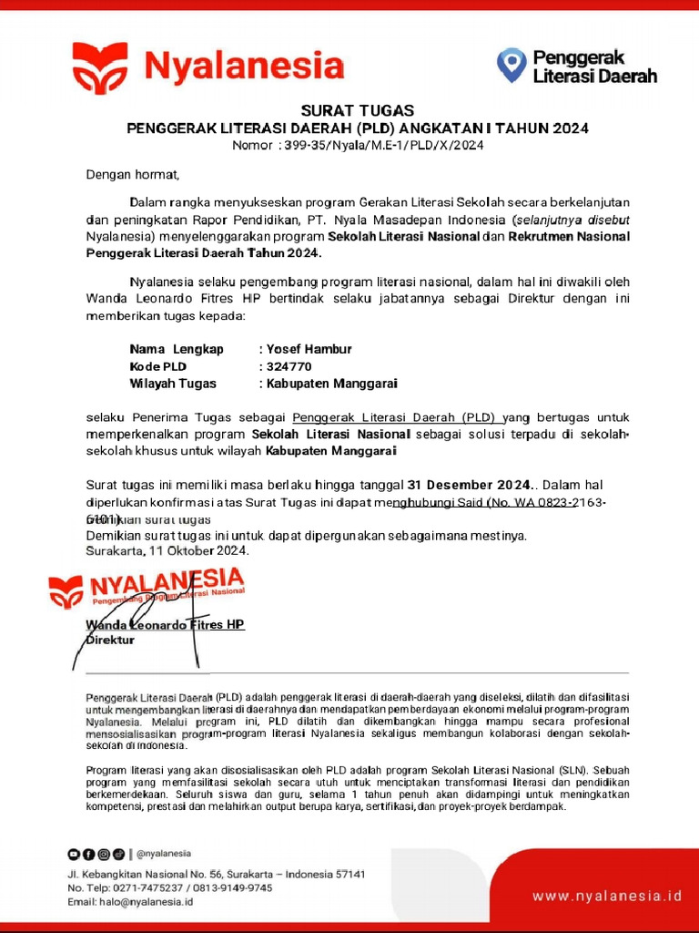 Surat Tugas PLD | PDF