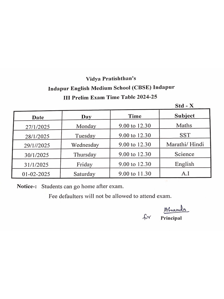III Prelim Exam Timetable 2024 - 25 | PDF