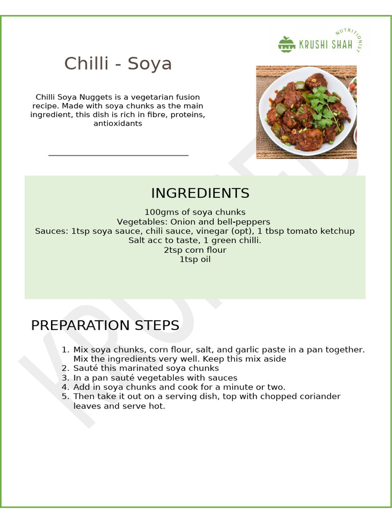 Chilli- Soya Chunks | PDF
