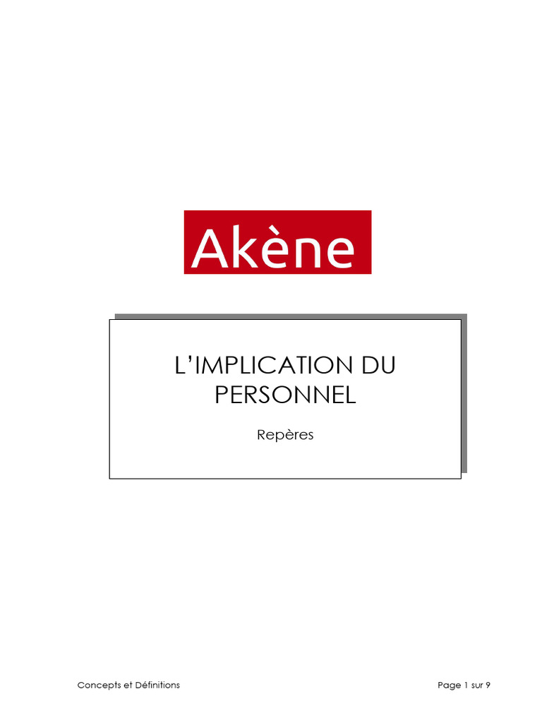 Implication du Personnel : Concepts Clés | PDF | Management de la ...